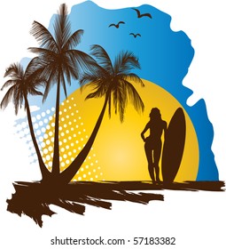Sea Beach Logo Template Vector Illustration Stock Vector (Royalty Free ...