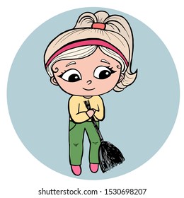 Girl Sweeps Drawing Hands Vector Isolated Stock Vector (Royalty Free ...
