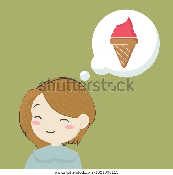 Girl Think Icecream Concept Creative Idea Stock Vector (Royalty Free ...