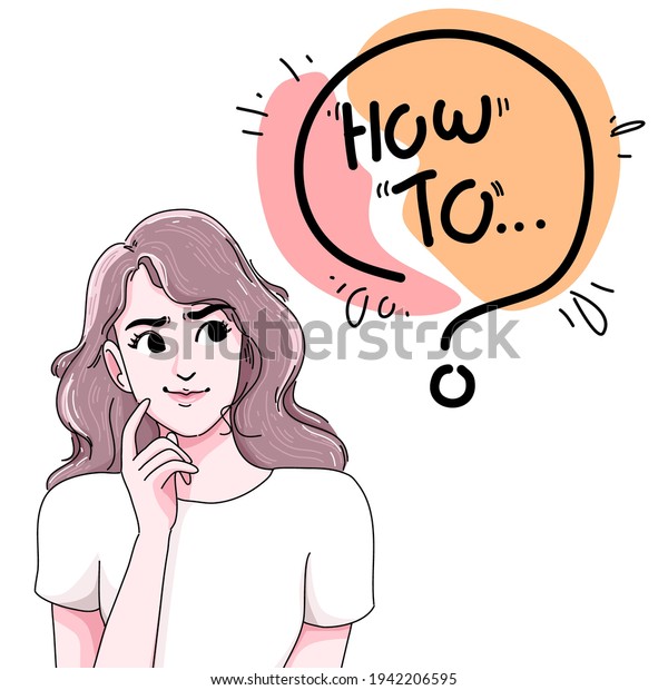 Girl Thinking Character Design Vector Cartoon Stock Vector (Royalty ...