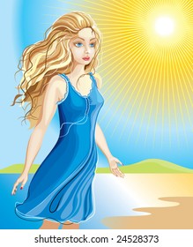Girl Under Bright Sun Stock Vector (Royalty Free) 24528373 | Shutterstock