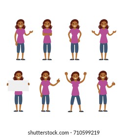Girl Vector Set Sign Gestures Stock Vector (Royalty Free) 710599219 ...