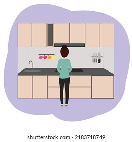 Girl Vector Working Kitchen Stock Vector (Royalty Free) 2183718749 ...
