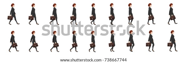 Girl Walk Cycle Sprite Sheet Stock Vector (Royalty Free) 738667744 ...