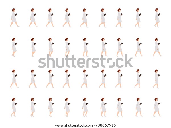 Girl Walk Cycle Sprite Sheet 库存矢量图（免版税）738667915