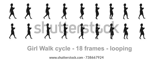 Girl Walk Cycle Sprite Sheet Stock Vector (Royalty Free) 738667924