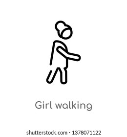 Girl Walking Vector Line Icon Simple Stock Vector (Royalty Free ...