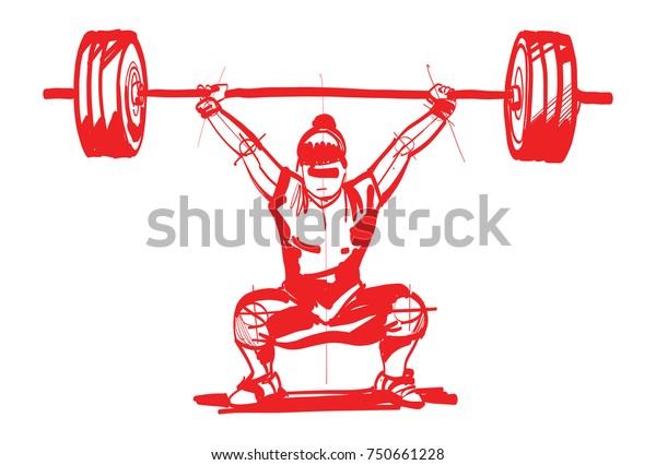 Girl Weightlifter Push Bar Stock Vector (Royalty Free) 750661228