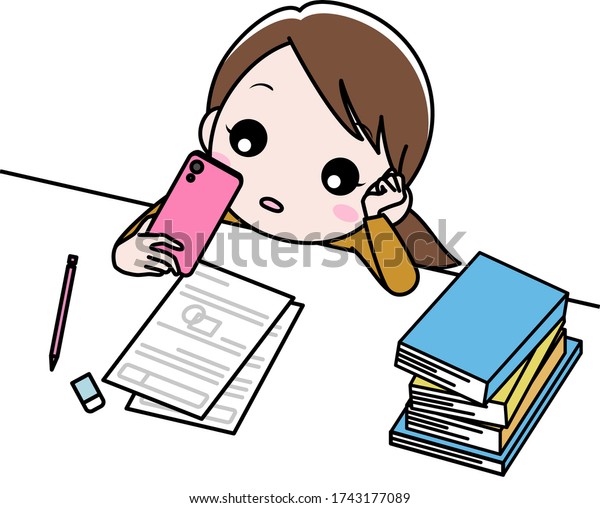 Girl Who Doesnt Study By Looking Stock Vector (Royalty Free) 1743177089 ...