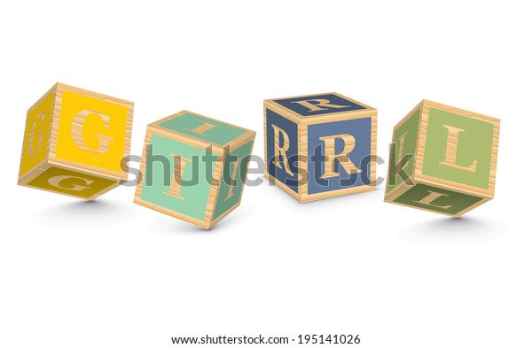 Girl Written Alphabet Blocks Vector Illustration Stock Vector (Royalty ...
