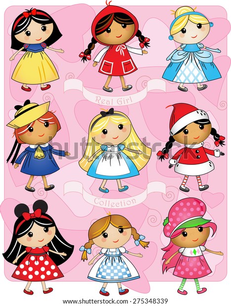 Girls Characters Collection Stock Vector (Royalty Free) 275348339