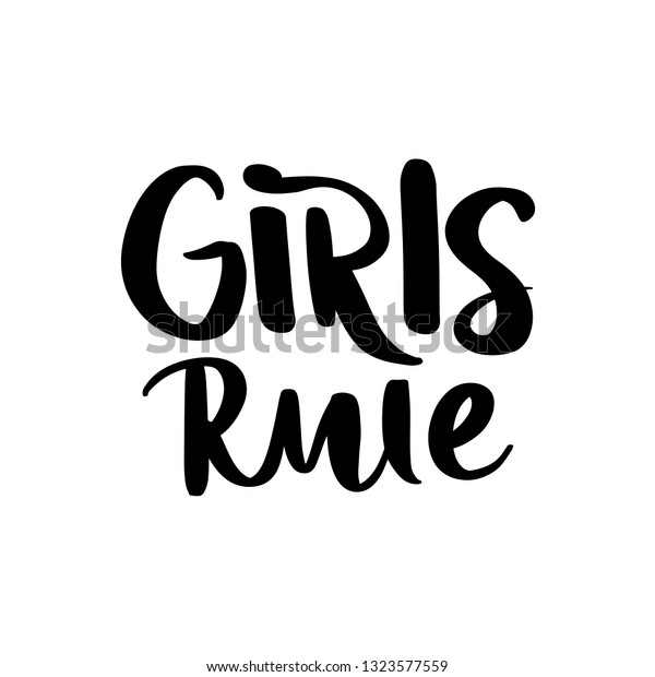 Girls Rule Vector Hand Drawn Lettering Stock Vector (Royalty Free ...