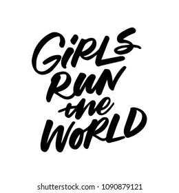 Girls Run World Vector Lettering Stock Vector (Royalty Free) 1090879121