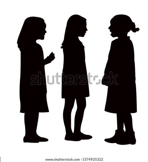 Girls Talking Silhouette Vector Stock Vector (Royalty Free) 1374925322 ...
