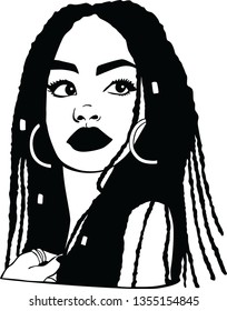 Girls Afro Vector Black Stock Vector (Royalty Free) 1355111588