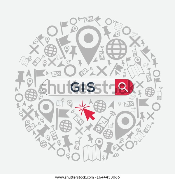 Gis Geographic Information System Word Written Stock Vector (Royalty ...