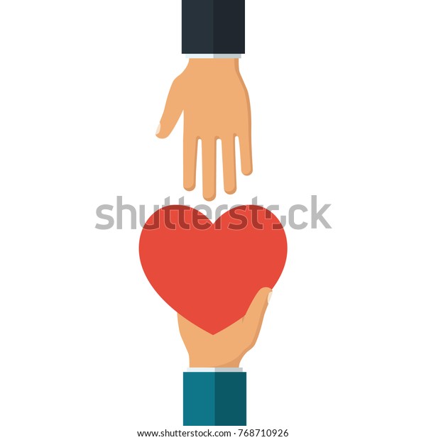 Give Heart Vector Illustration Flat Design 스톡 벡터(로열티 프리) 768710926