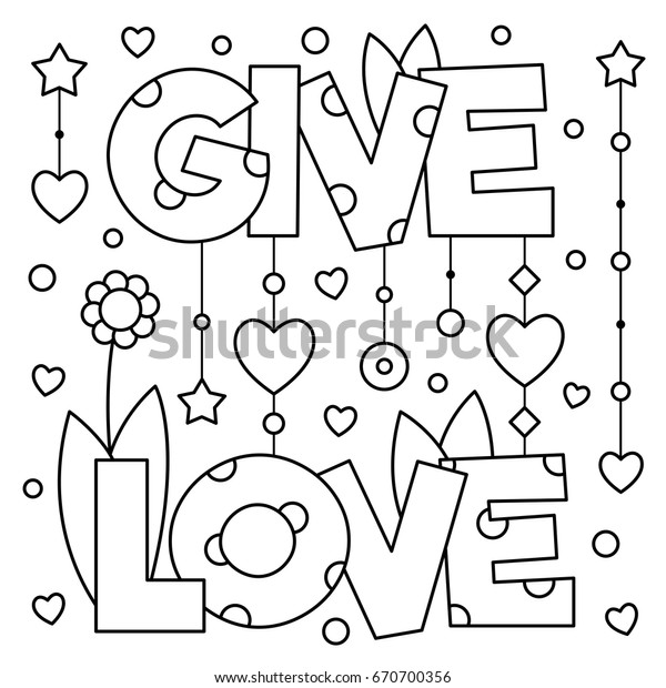 Give Love Coloring Page Vector Illustration Stock Vector (Royalty Free ...