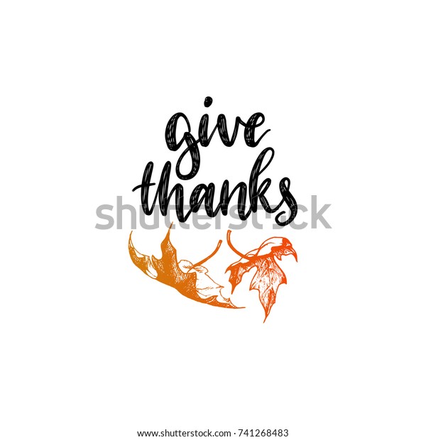 Give Thanks Vector Lettering On White Stock Vector (Royalty Free ...