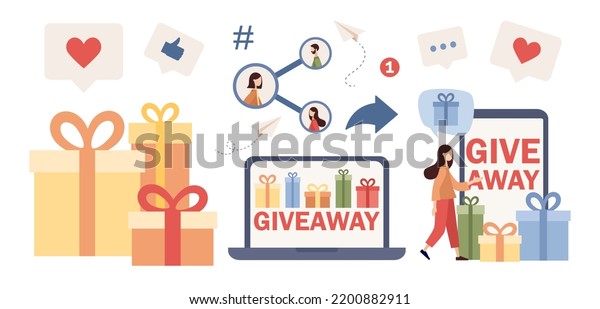 Giveaway Icon Set Gift Boxes Social Stock Vector (Royalty Free ...