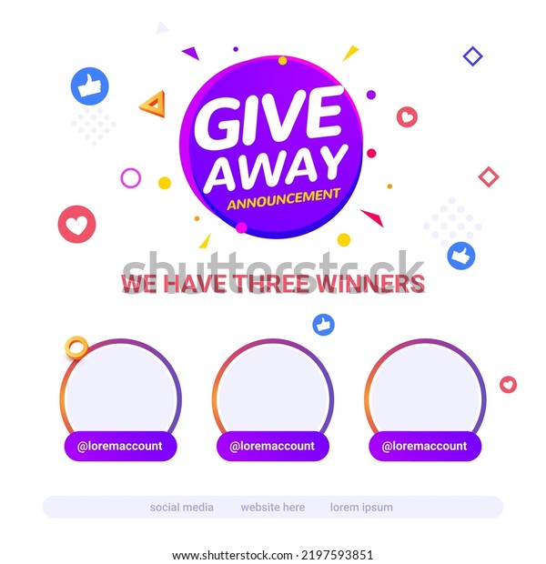 Giveaway Template Congratulation Winner Contest Prize Stock Vector ...