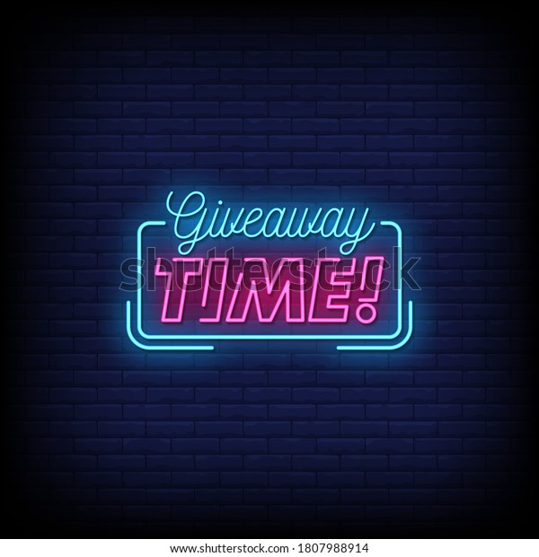 Giveaway Time Neon Signs Style Text Stock Vector (Royalty Free ...