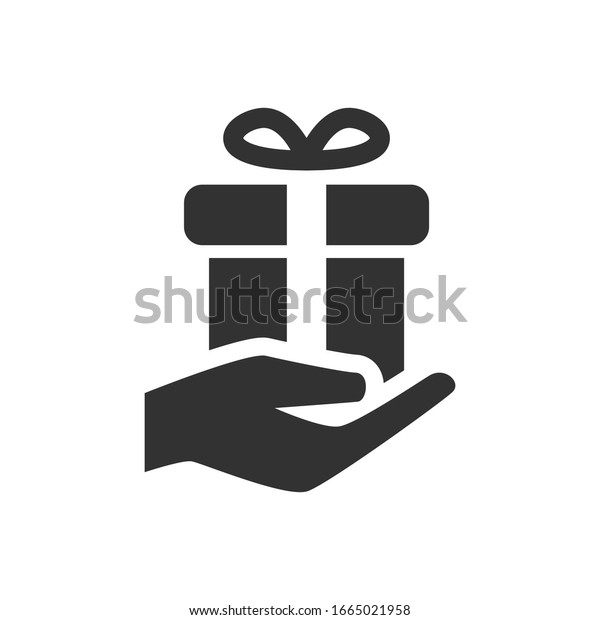 Giving Gift Vector Icon On White Stock Vector (Royalty Free) 1665021958 ...