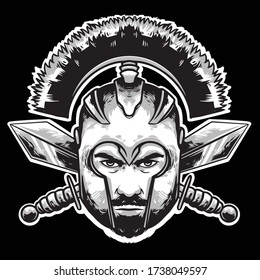 Gladiator Head Helmet Sword Vector Design Stock Vector (Royalty Free ...