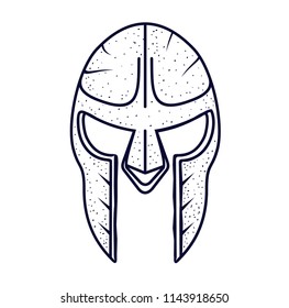 Gladiator Helmet Vector Flat Outline Icon: เวกเตอร์สต็อก (ปลอดค่า ...