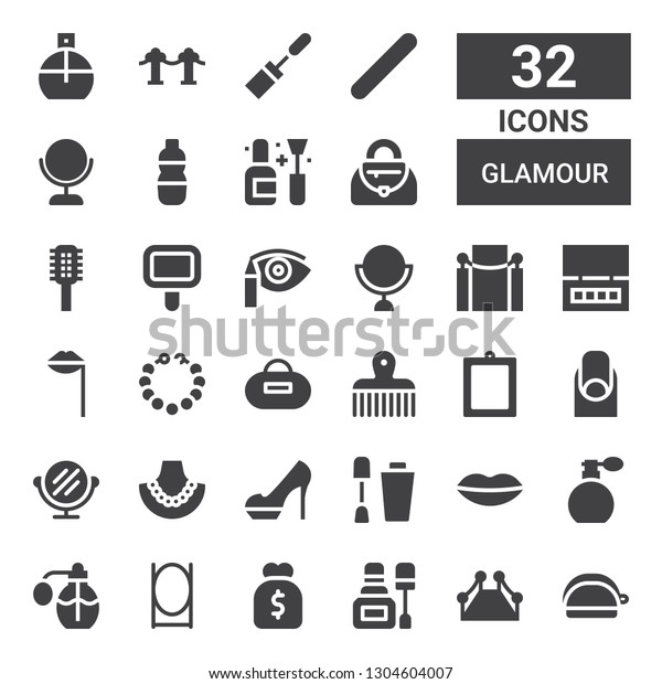 Glamour Icon Set Collection 32 Filled Stock Vector (Royalty Free ...