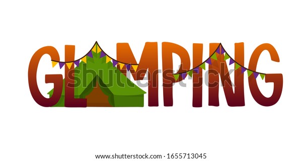 Glamping Lettering Typography Glamor Camping Evening Stock Vector ...