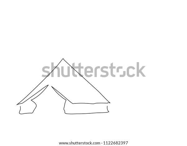 Glamping Tent Line Drawing Vector Illustration: เวกเตอร์สต็อก (ปลอดค่า ...