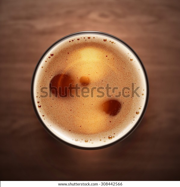 Glass Beer Top View Eps 10 Stock Vector (Royalty Free) 308442566
