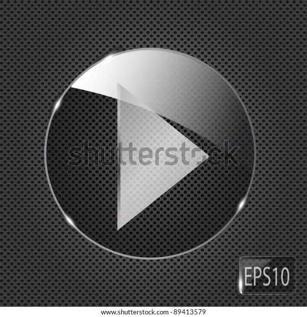 Glass Button Icon On Metal Background Stock Vector (Royalty Free ...