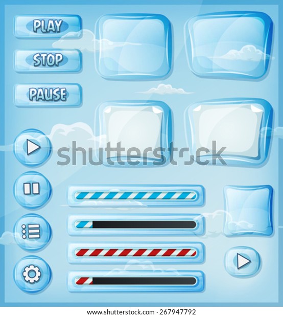 Glass Transparent Icons Set For Ui Game/Illustration of a set of ...