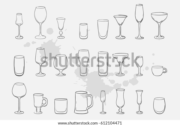 Glass Vector Sketch Icon Collection Stock Vector (Royalty Free ...
