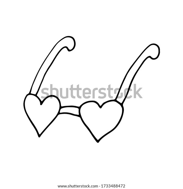 Glasses Heart Hand Drawing Outline Doodles Stock Vector (Royalty Free ...
