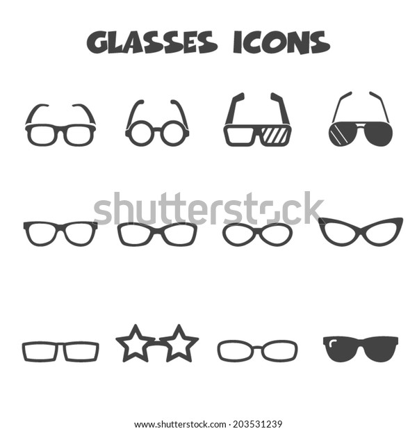 Glasses Icons Mono Vector Symbols Stock Vector (Royalty Free) 203531239 ... Glasses Icons Mono Vector Symbols Stock Vector (Royalty Free) 203531239 ...