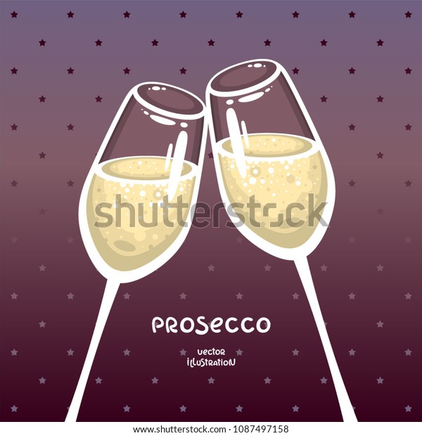 Glasses Prosecco Champagne Vector Illustration Template Stock Vector ...