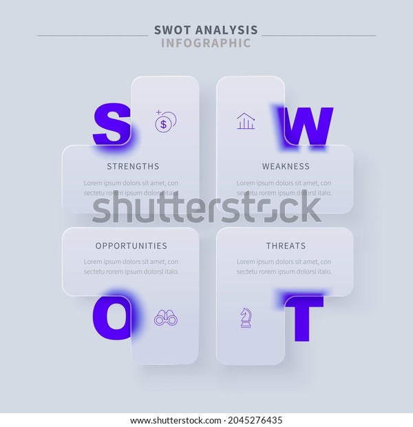 Glassmorphic Swot Diagram Minimal Ui Infographic Stock Vector (Royalty ...