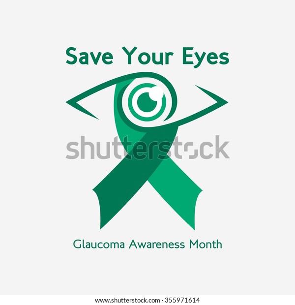 Glaucoma Awareness Campaign Vector Illustrationgreen Ribbon Stock ...