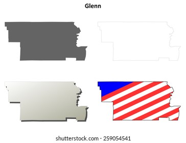 Glenn County California Outline Map Set Stock Vector (Royalty Free ...