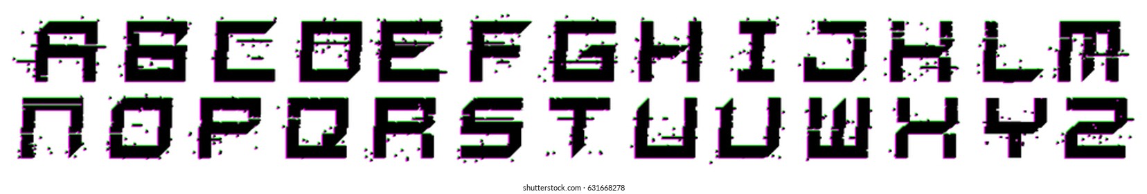 Glitch Alphabet Letters Font Distortion Effect Stock Vector (Royalty ... Glitch Alphabet Letters Font Distortion Effect Stock Vector (Royalty ...