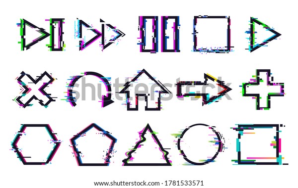 Glitch Buttons Music Game Control Icons Stock Vector (Royalty Free ...