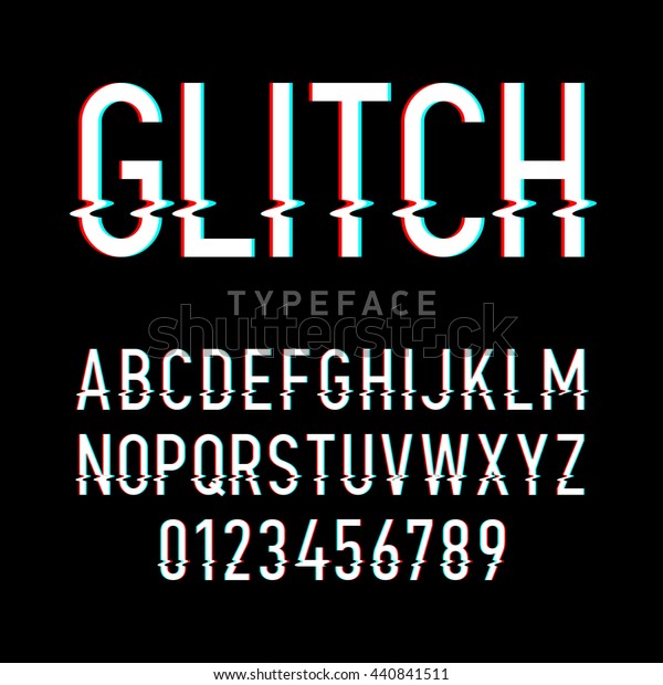 Glitch Distortion Typeface Letters Numbers Vector Stock Vector (Royalty ...