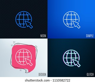 Glitch Neon Effect Globe Mouse Cursor Stock Vector (Royalty Free ...