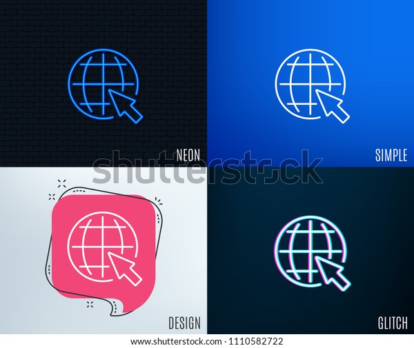 Glitch Neon Effect Globe Mouse Cursor Stock Vector (Royalty Free ...