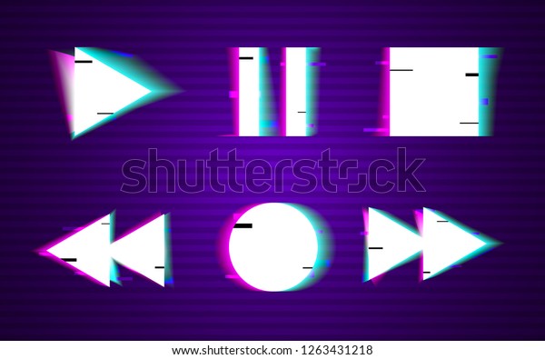 Glitch Set Buttons Minimal Design Play: Vector có sẵn (miễn phí bản ...