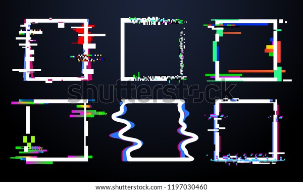 Glitch Square Frame Trendy Glitched Squares Stock Vector (Royalty Free ...