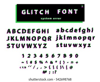 Glitched Alphabet Set Uppercase Lowercase Letters Stock Vector (Royalty ...
